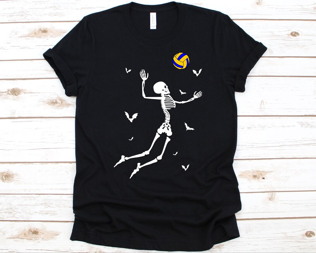 Skeleton Playing Volleyball Shirt, Halloween Volleyball Design, Trick ...