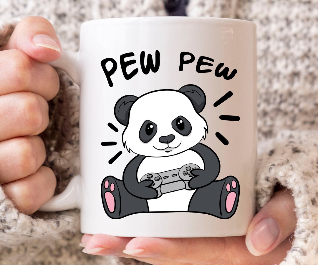 Pew Pew Gamer Panda Mug, Funny Gaming Coffee Cup for Gamer Men Women ...