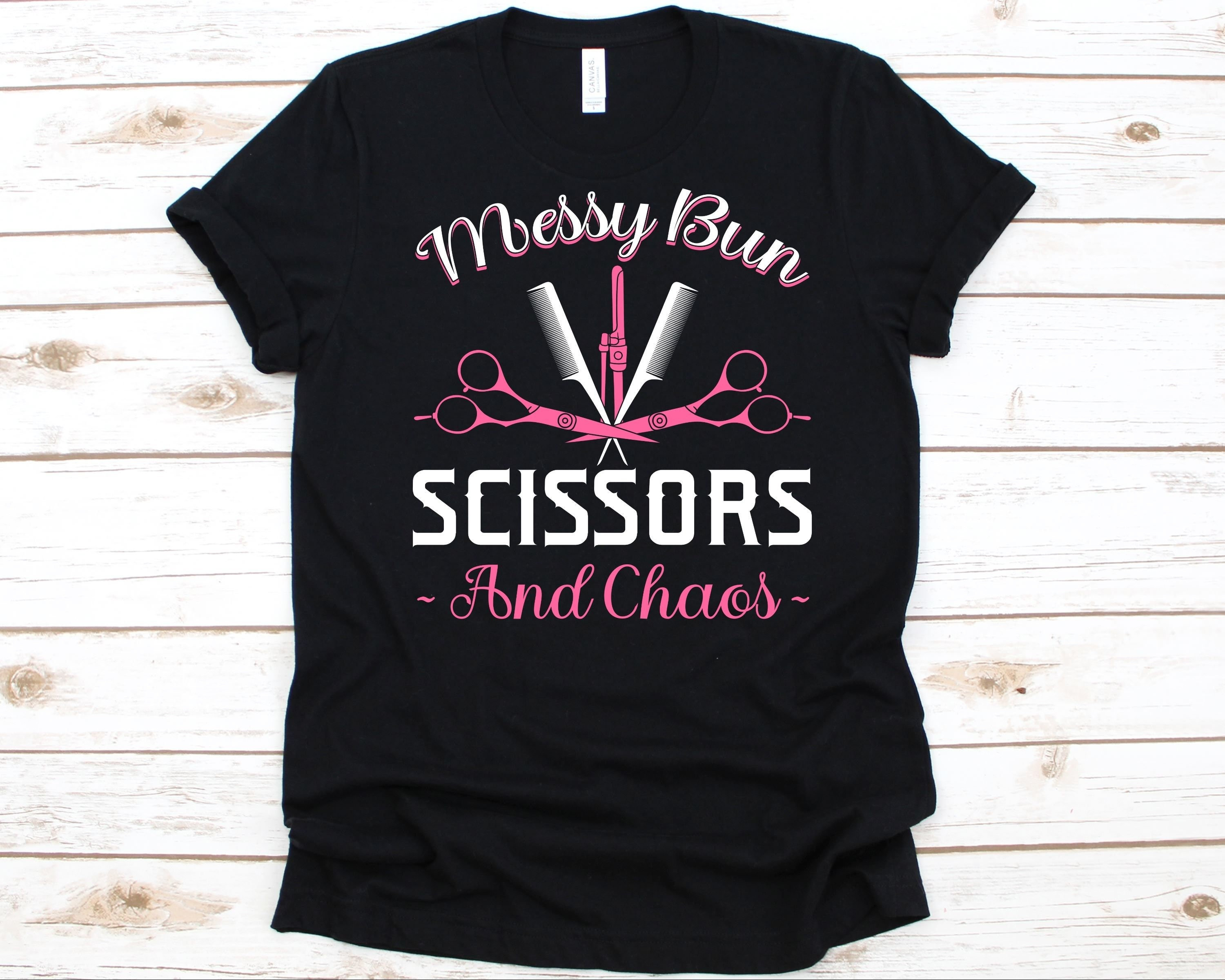 Messy Bun Scissors and Chaos Shirt Hair Dressing Tools - Etsy