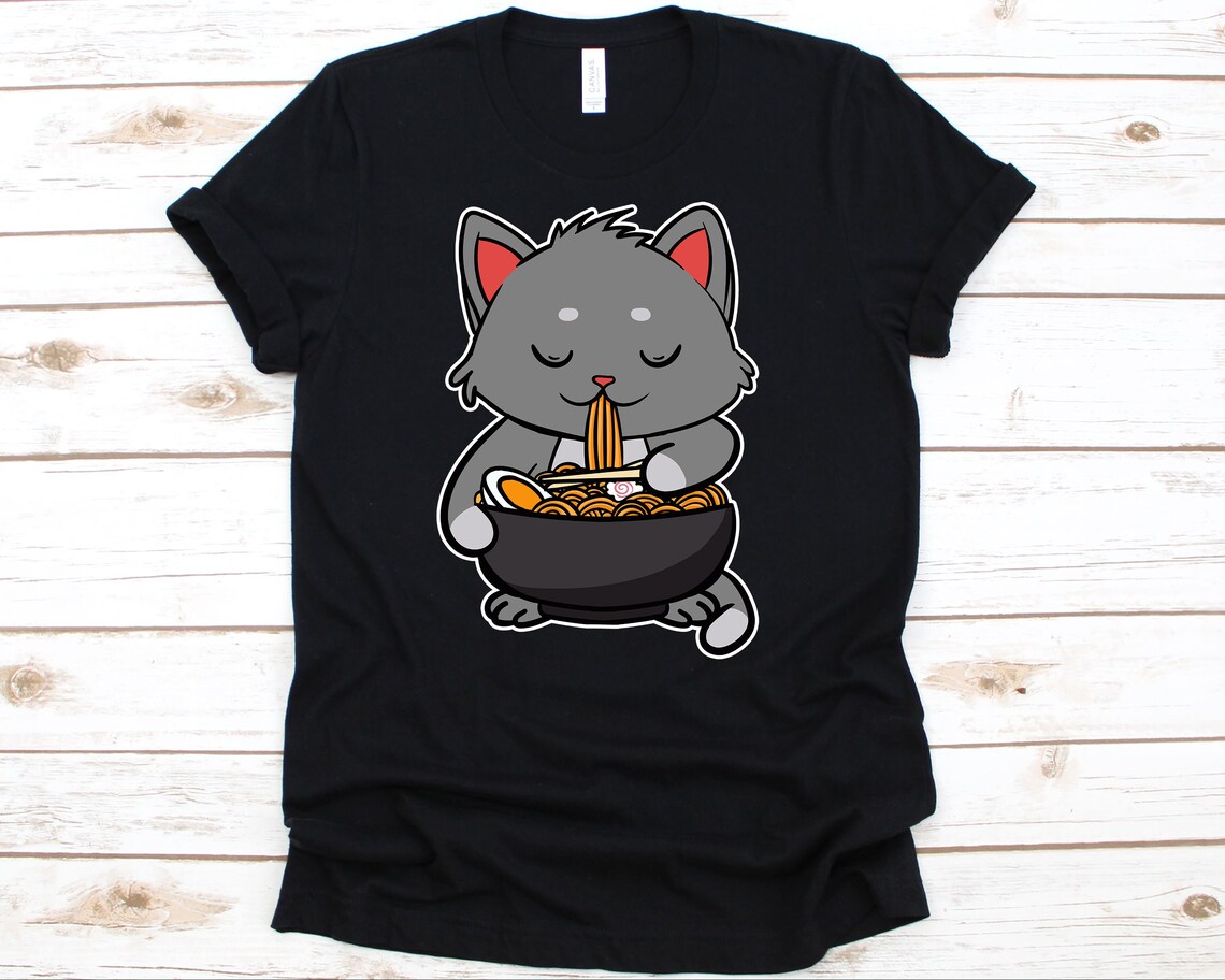 Cat Eating Ramen Shirt Kitten Owners Japanese Noodle Cat | Etsy