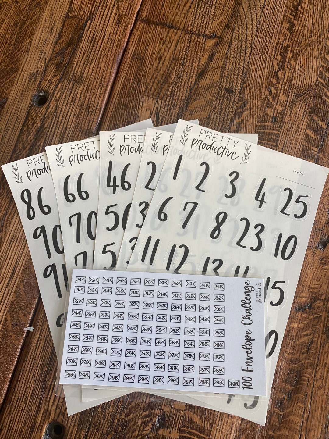 100 Envelope Challenge 1-100 Stickers and Free Tracker! - Etsy