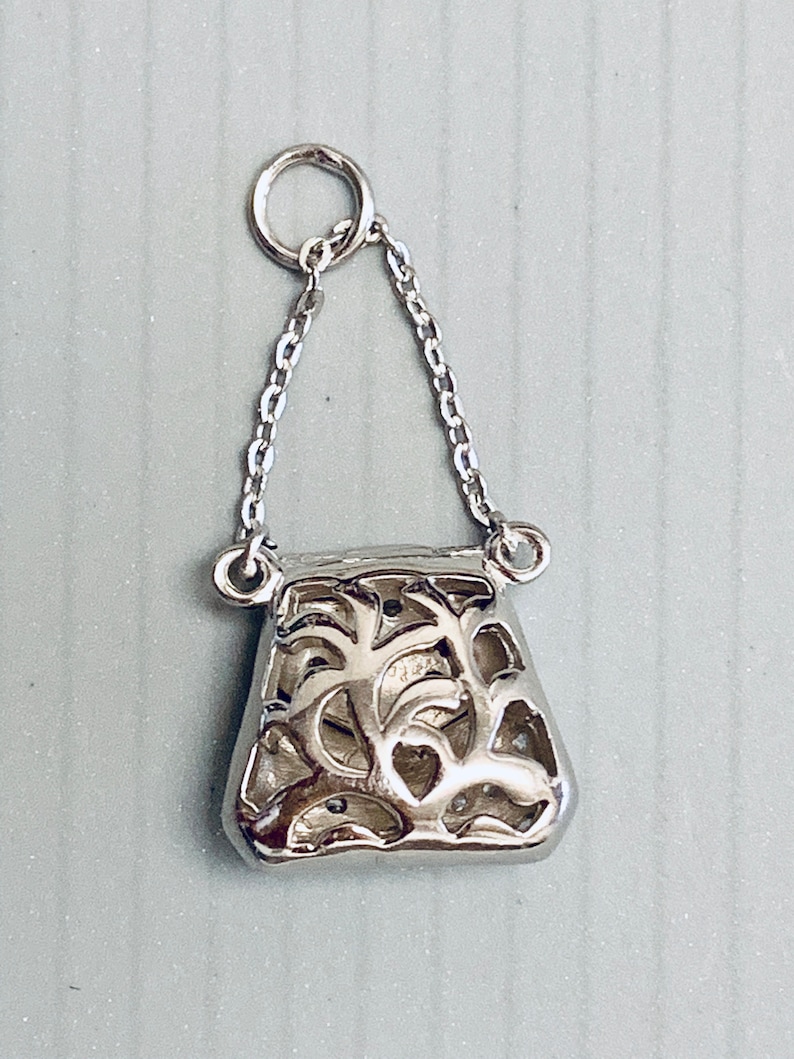 Vintage Sterling Silver Filigree Purse Locket Charm Pendant for Perfume ...