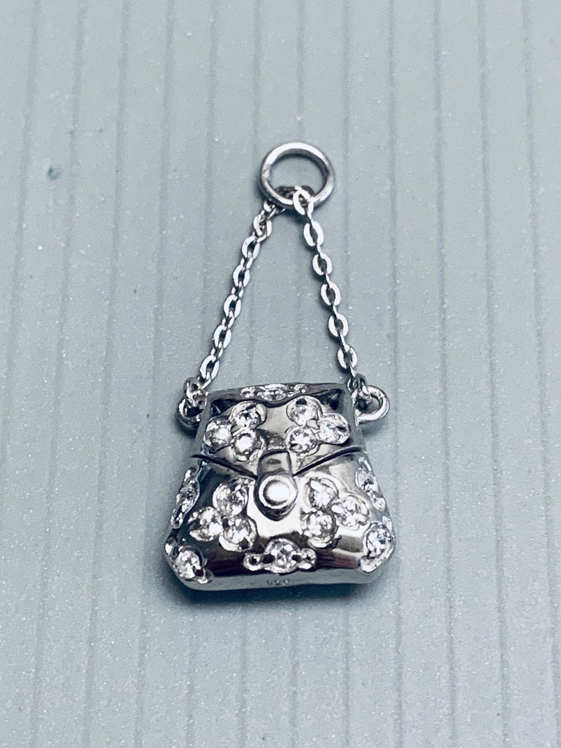 Vintage Sterling Silver Filigree Purse Locket Charm Pendant for Perfume ...