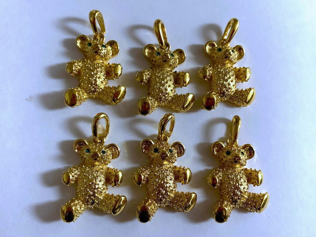 Lot of 6 Vintage Gold Tone Metal Teddy Bear Pendants - Etsy