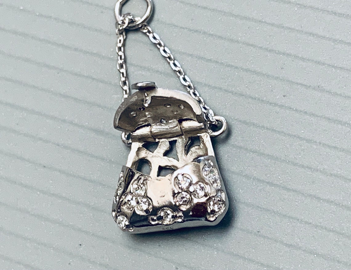 Vintage Sterling Silver Filigree Purse Locket Charm Pendant | Etsy