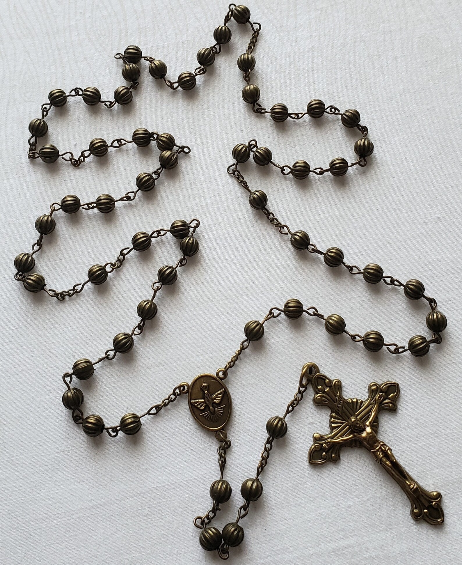 Bronze Metallic Bead Catholic Rosary With Holy Family / Holy - Etsy