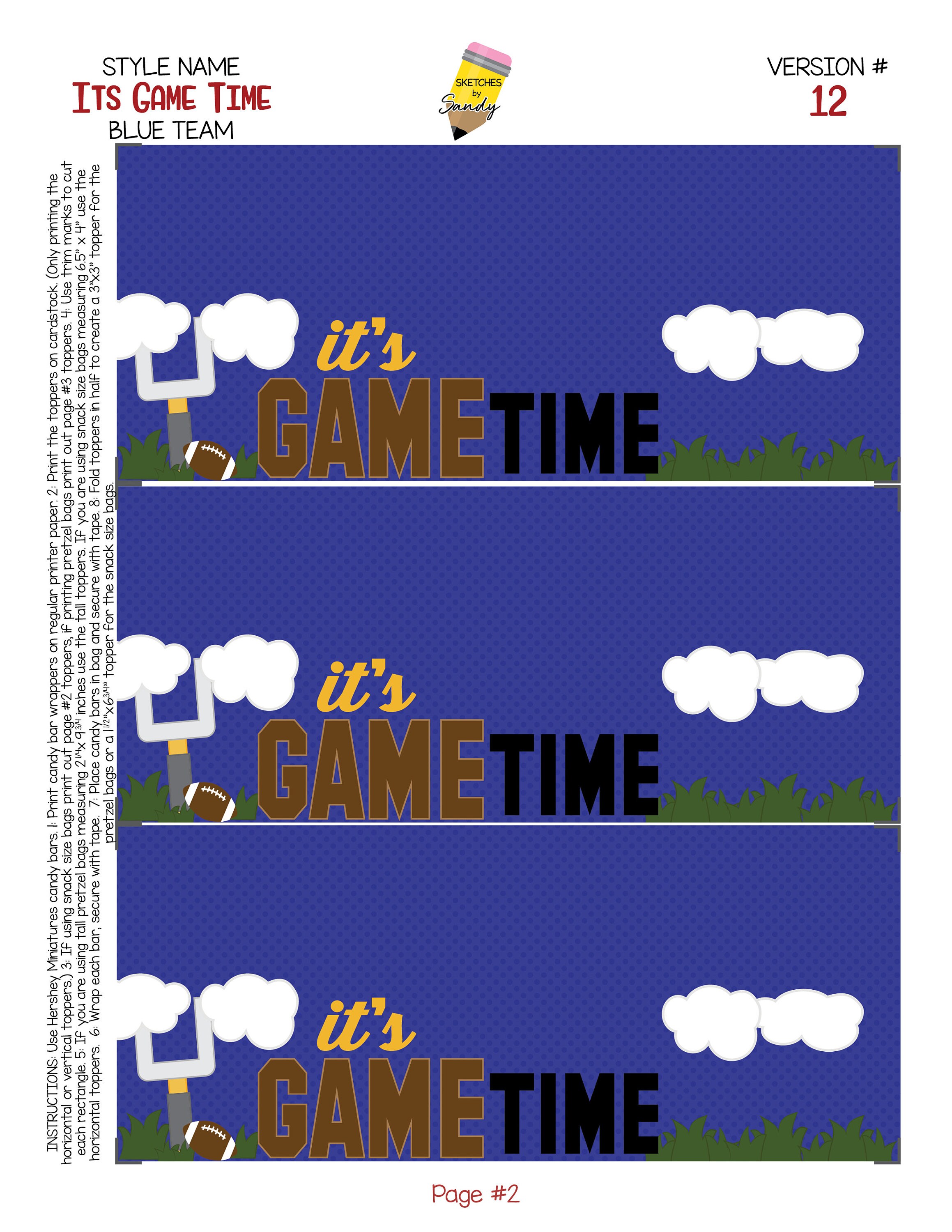 Football Game Time Blue Team Candy Bar Wrappers - Etsy