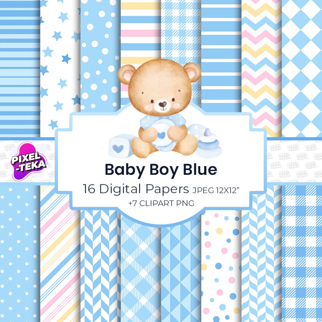 Digital Paper Baby Boy Blue Digital Instant Download JPEG 7 Clipart PNG ...