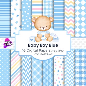 Digital Paper Baby Boy Blue Digital Instant Download JPEG 7 Clipart PNG ...