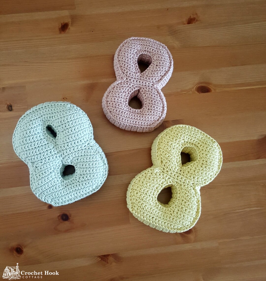 Number Eight, Crochet Numbers, 3D, Soft Numerals, Mostly Freestanding ...