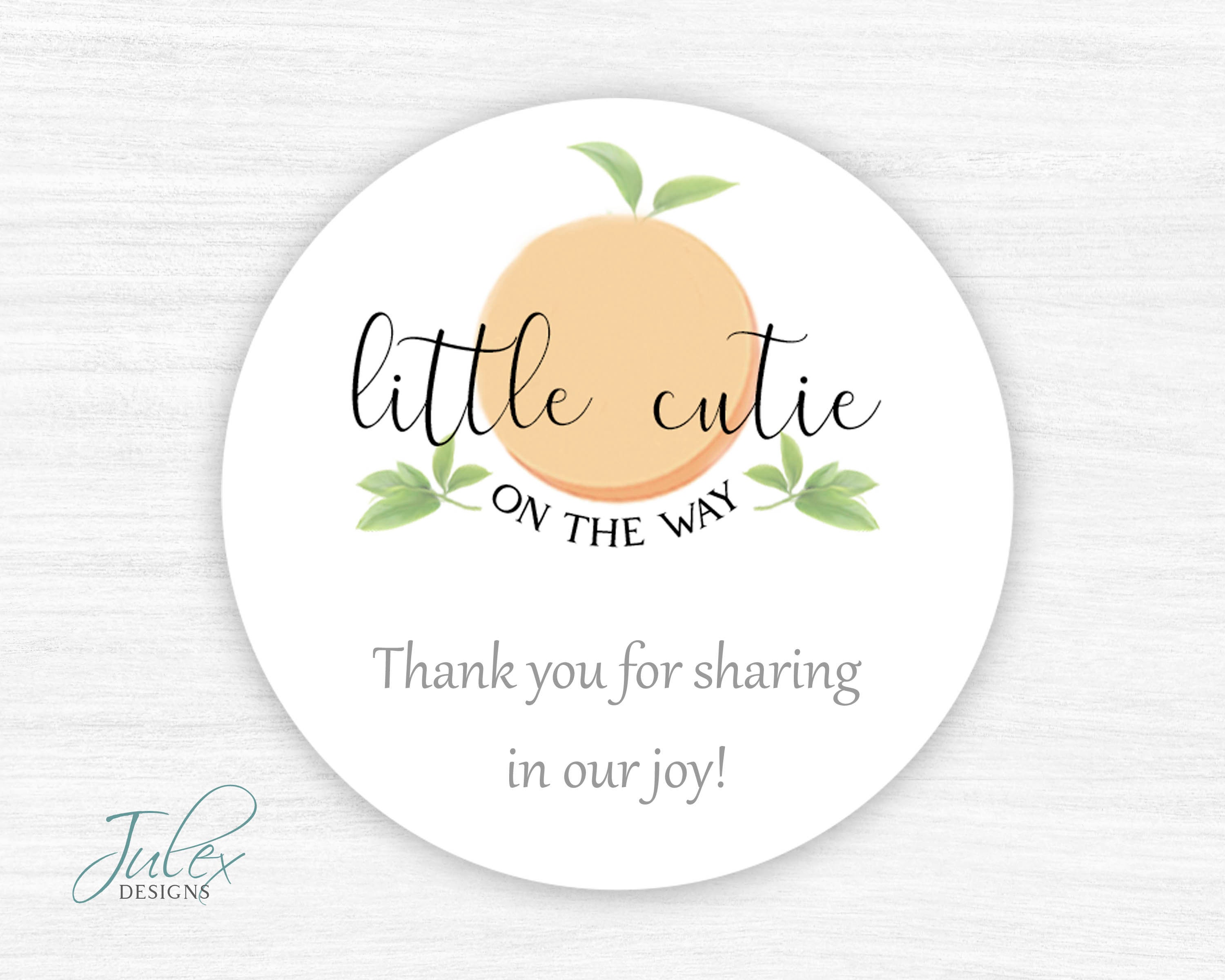 Cutie Thank You Baby Shower Sticker Gender Neutral Baby | Etsy