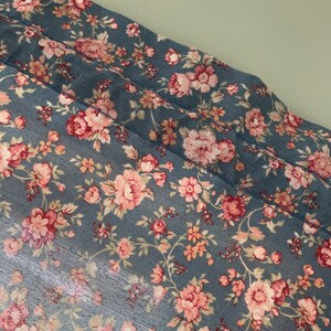 Vintage Blue Calico Curtain Valance With Ruffle and Laser Cut Lace ...