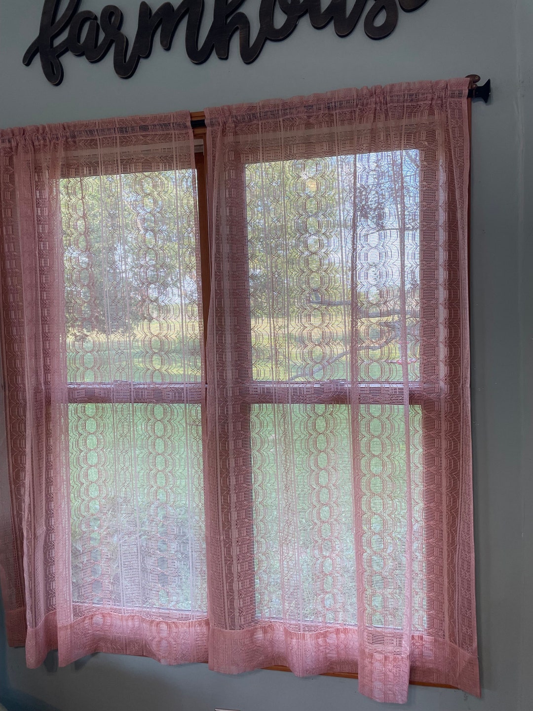 Gorgeous Vintage Mcm Dusty Rose Curtain Panel(s) Geometric Circle ...