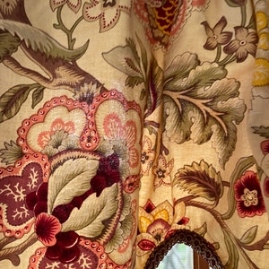 Waverly Jacobean Window Valance Curtain in Ivory W/cranberry, Avocado ...
