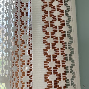 Vintage Lace Rose Valance Curtain 76”x32” (2avail) Cream Color Open ...
