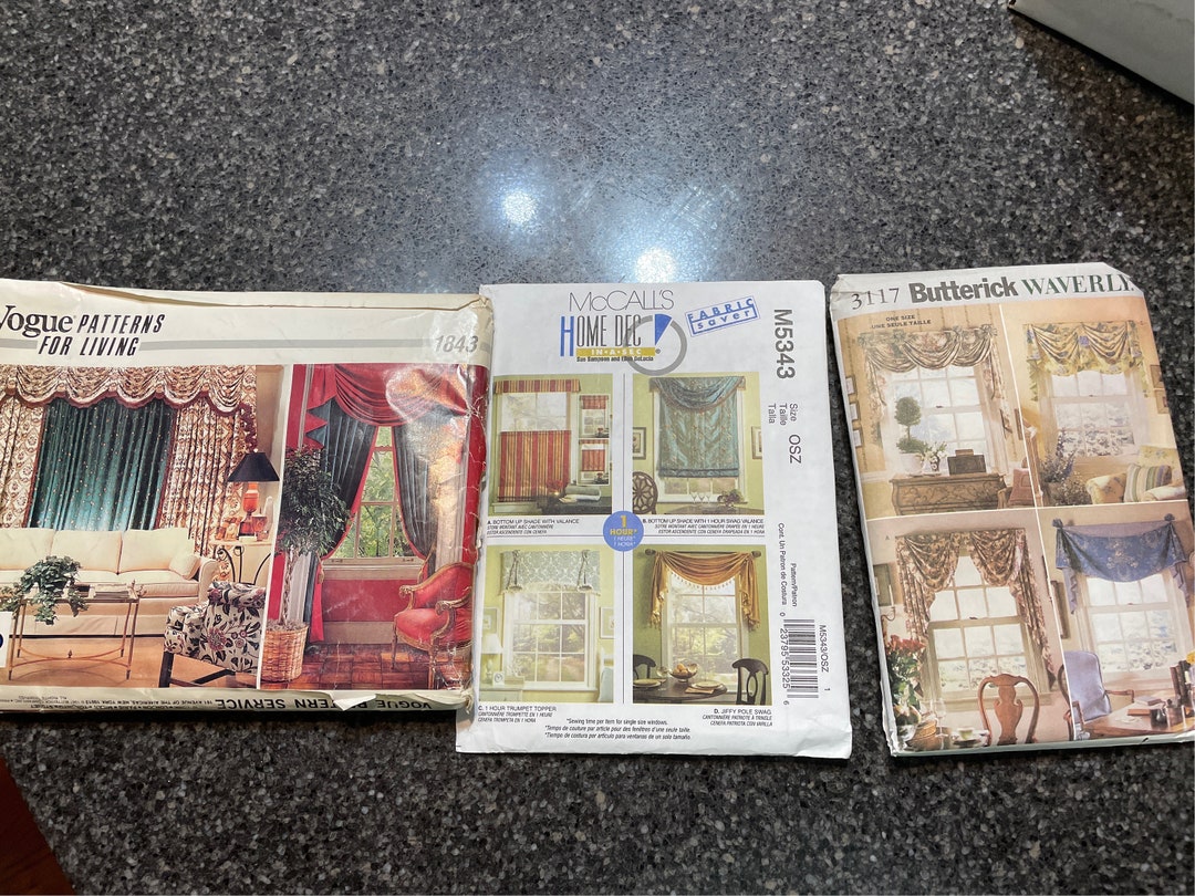 Choice Vintage 1980’s and 90’s Curtain Sewing Patterns. Vogue, Mccall’s ...