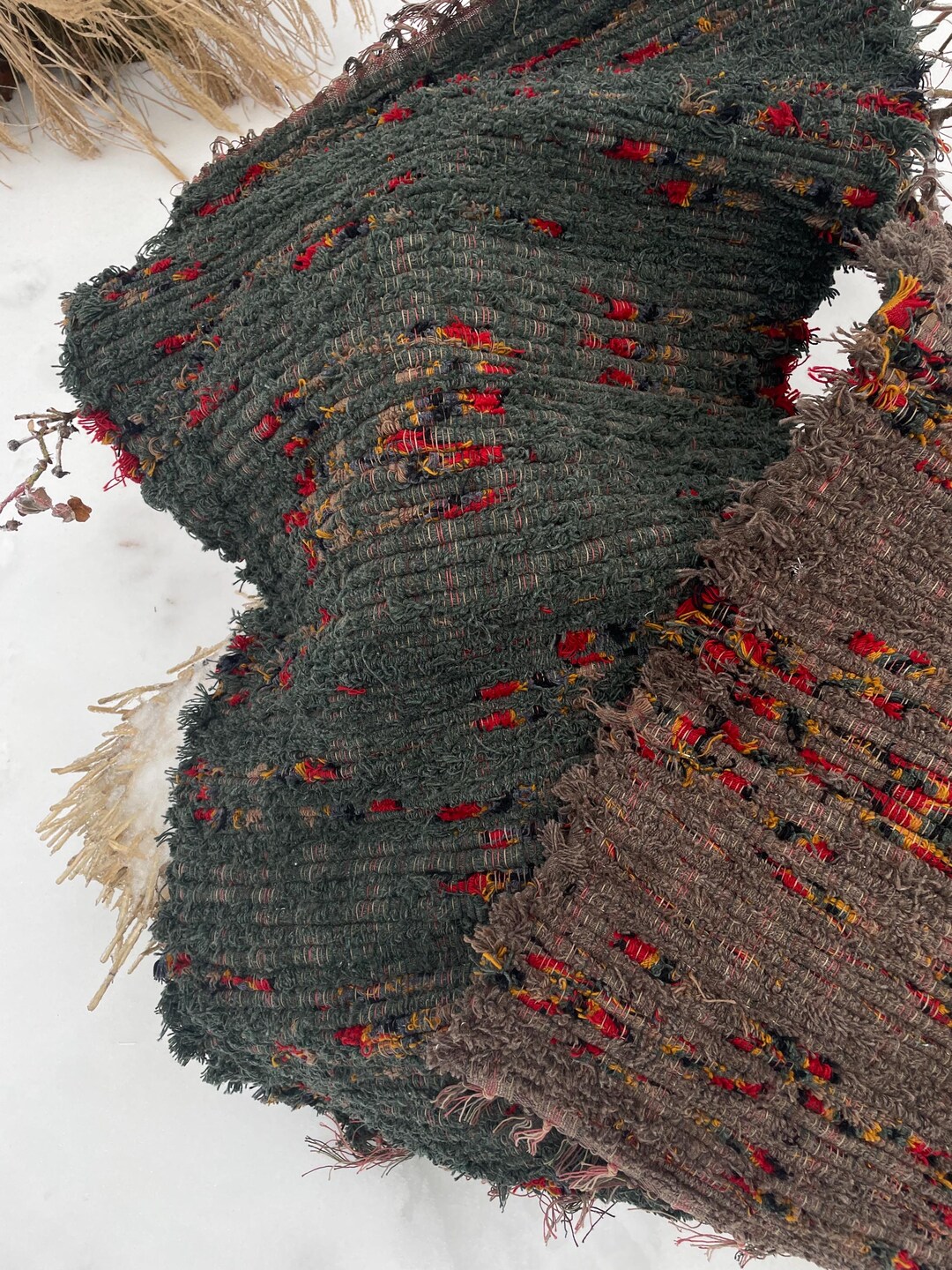 Rich Wool Handmade Woven Textured Rugs “frosty Pine” in 2 Sizes Deep ...