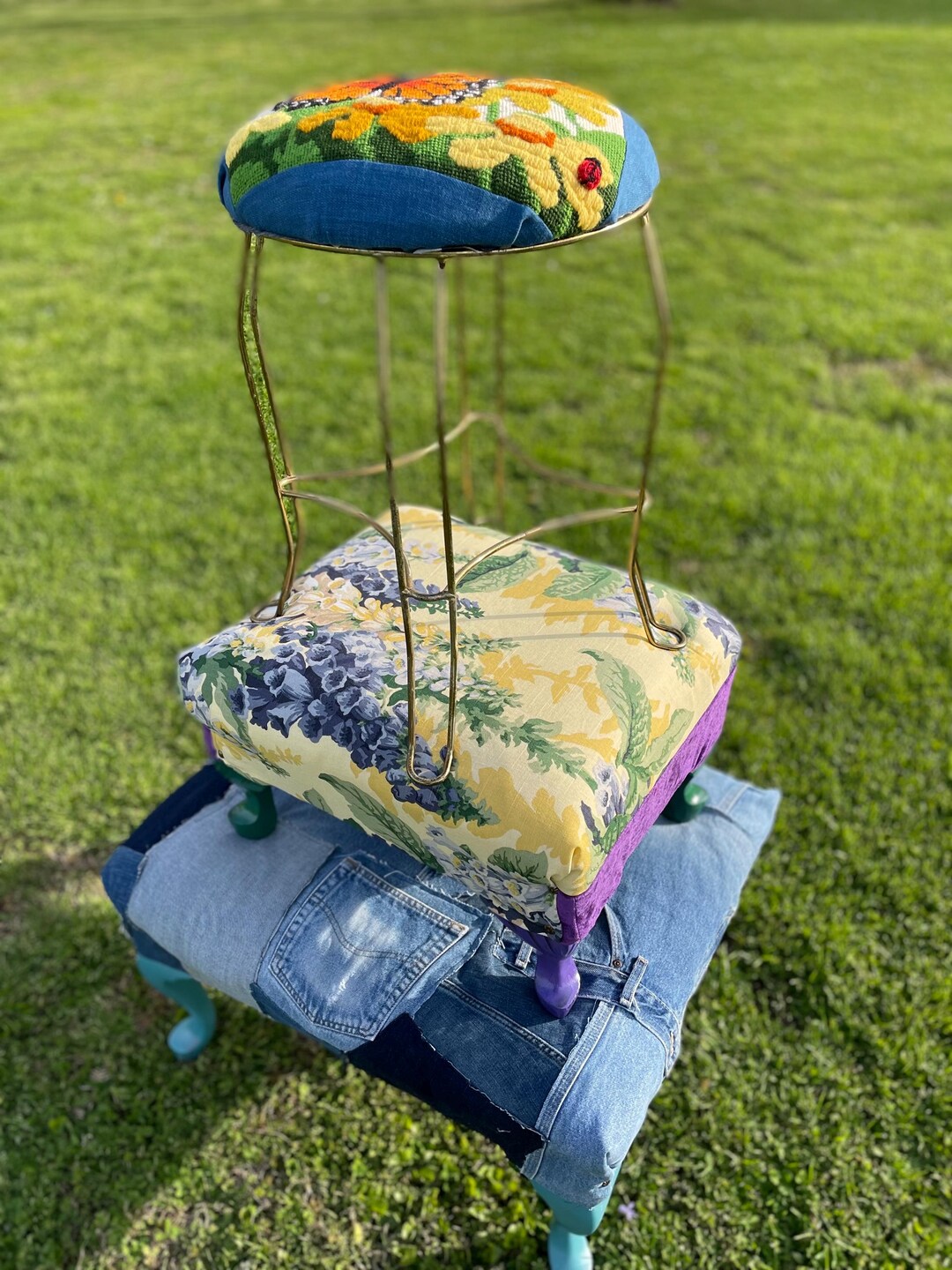 Cool Choice of Upcycled Foot Stool or Ottomans: Coffee Sack Large ...