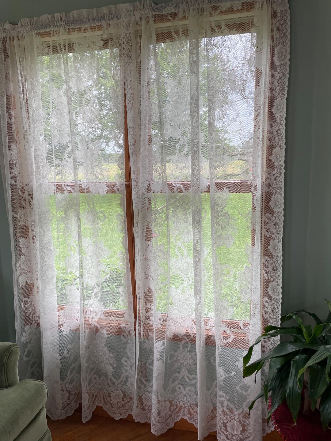 Vintage Pair of 90’s Lace Curtains 56” X 82” OR Single Lace Curtain ...