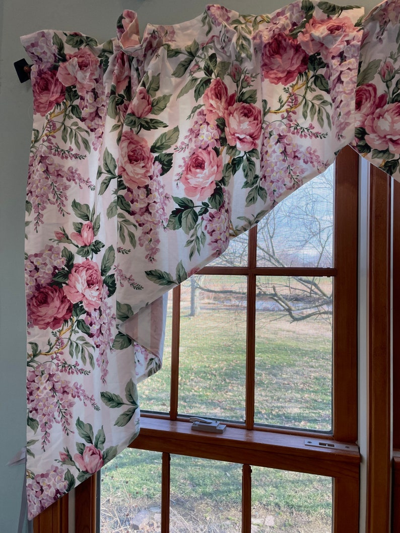 Choice of Shabby Chic Roses Balloon Valance Pair or Reversible - Etsy