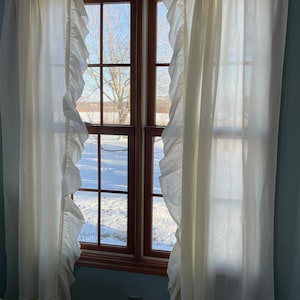 Vintage PAIR of 1980’s Solid Creamy White Priscilla Curtain W/ Ruffles ...