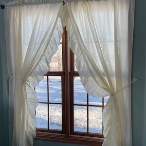 Vintage PAIR of 1980’s Solid Creamy White Priscilla Curtain W/ Ruffles ...