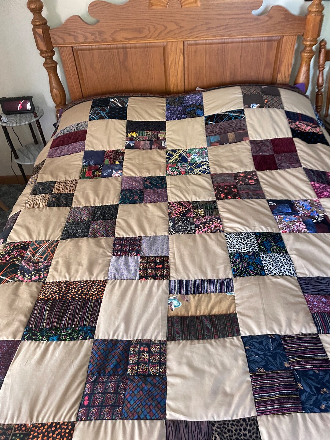Beautiful Hand Quilted Soft Velvet Patchwork Quilt Queen Size With Lots ...