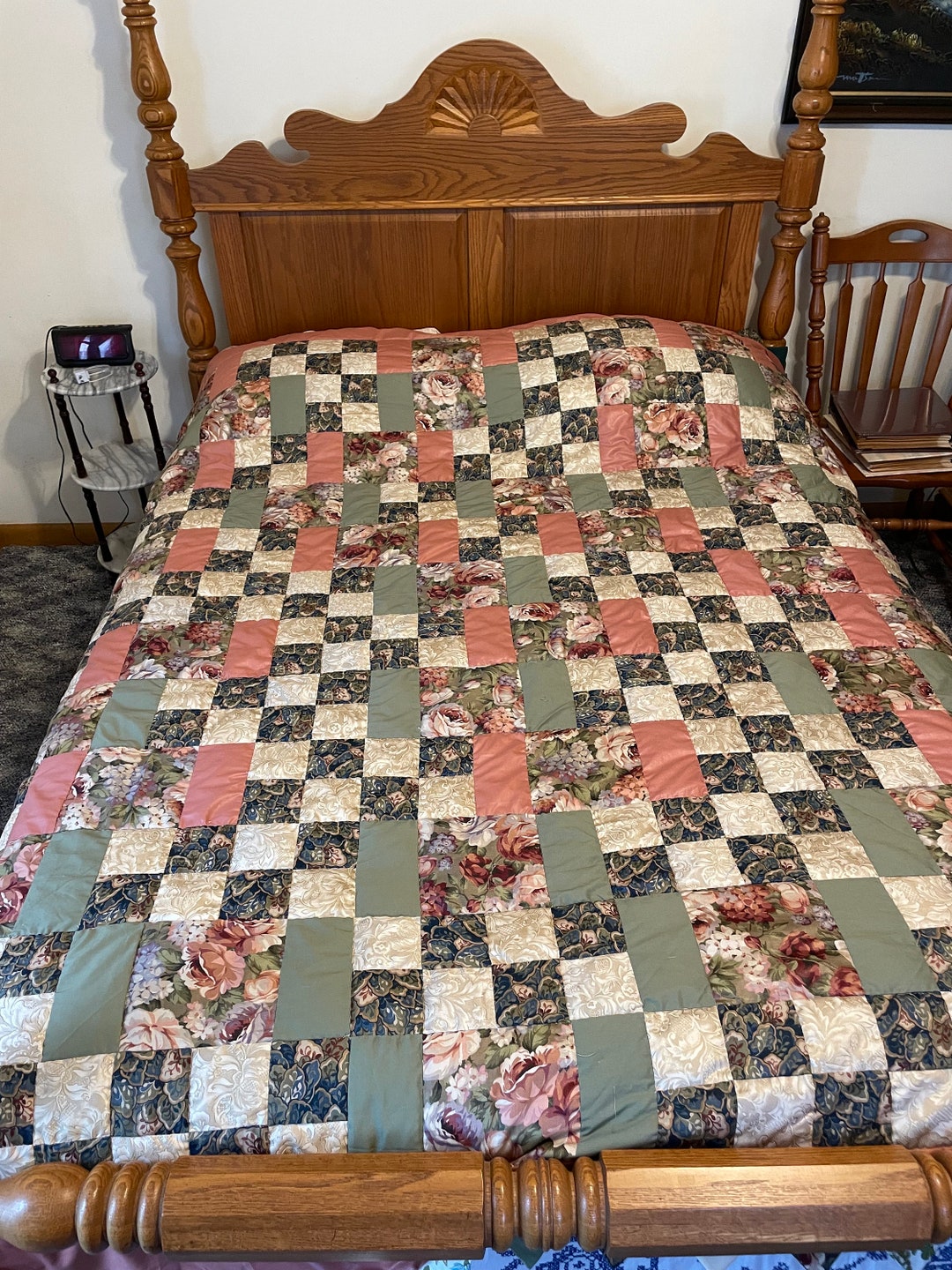 Beautiful Quilt Made From Vintage 1990’s Floral Fabrics in Terra Cotta ...