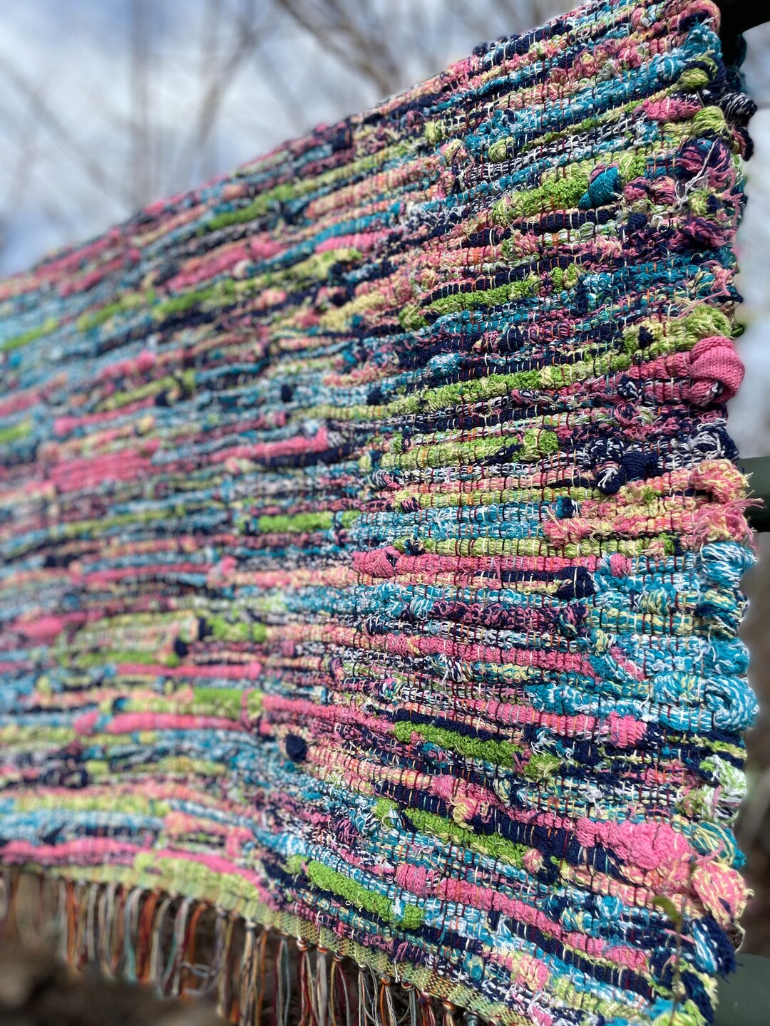 Colorful Rug ocean Reef Thick Hand Woven Rug in Carnation Pink, Mint ...