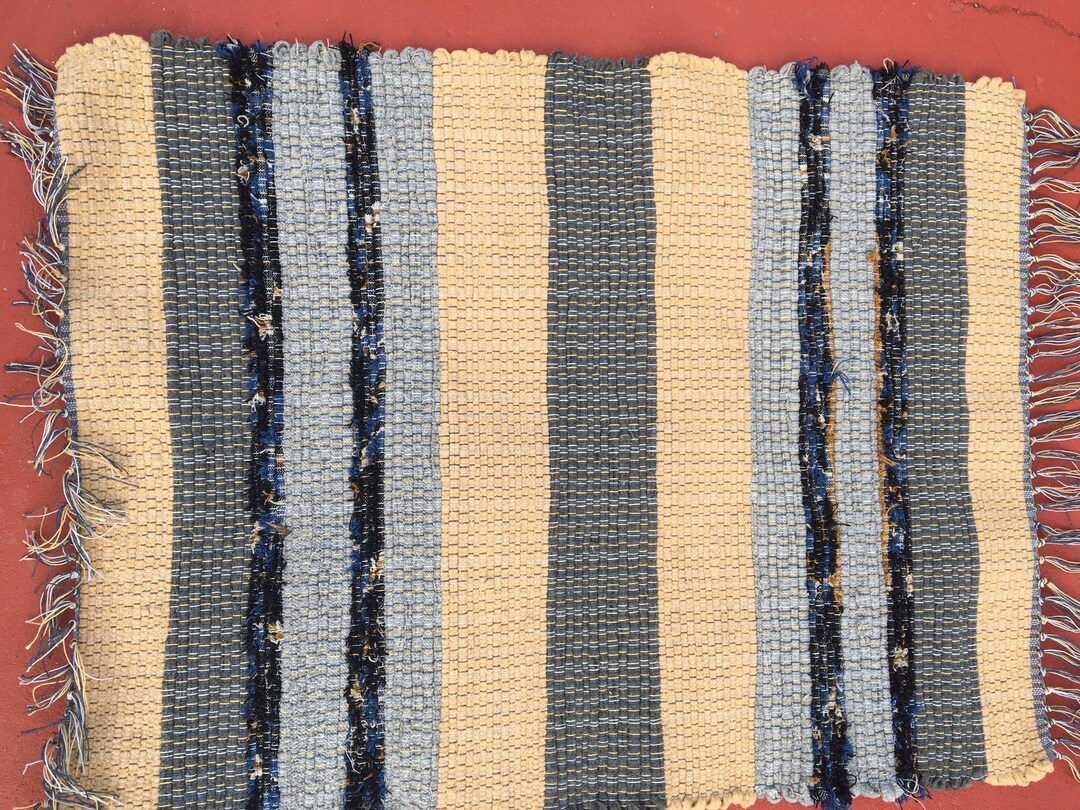Rag Rug desert Sand and Stone Wool Blend Soft Rag Rug 36x28 Hand Loomed ...