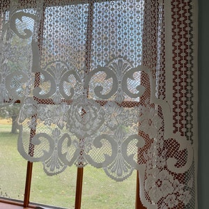 Vintage Lace Rose Valance Curtain 76”x32” (2avail) Cream Color Open ...