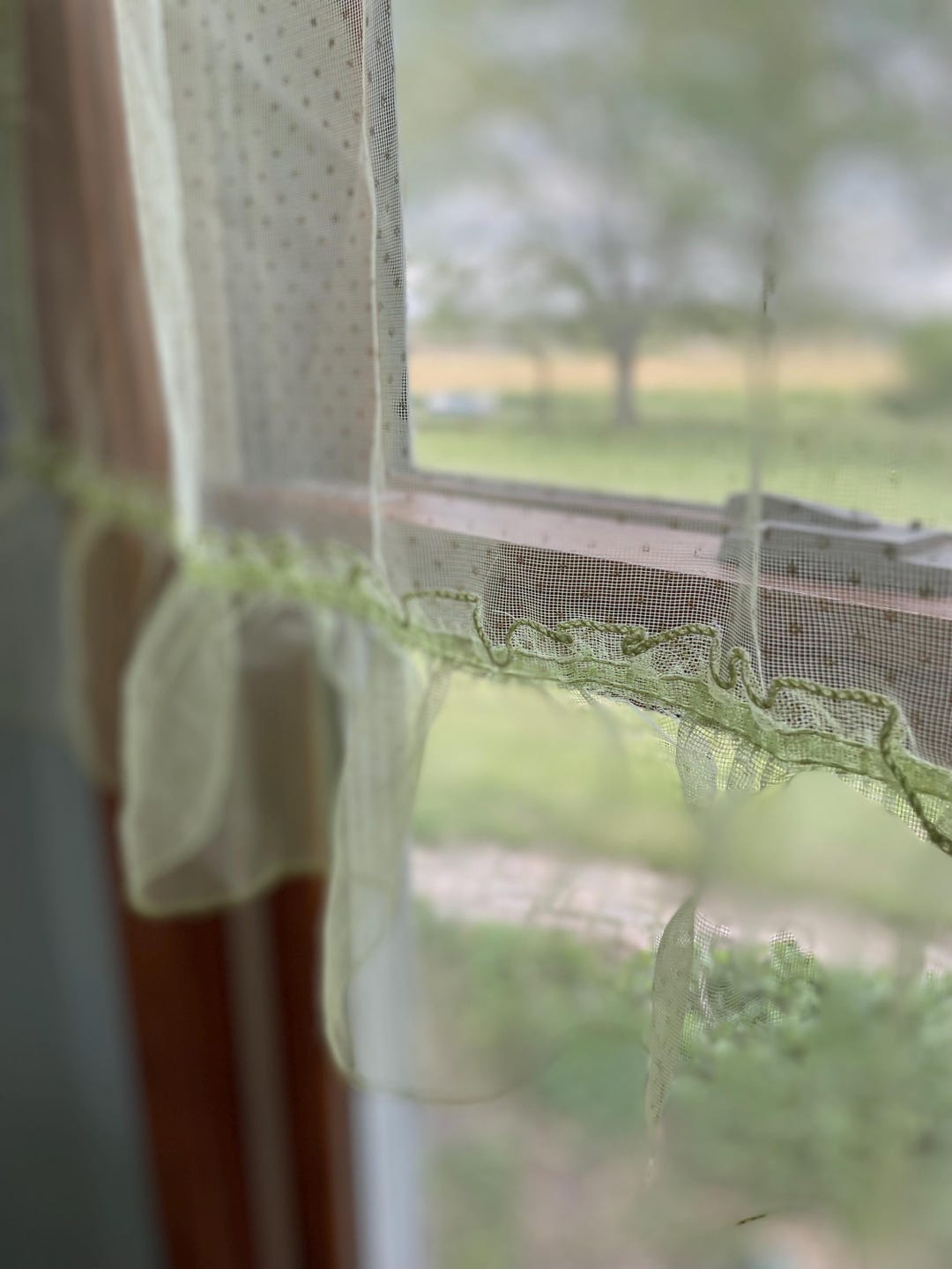 Vintage Pair of Mcm 1960’s Sheer Netted Curtains W Ruffled Bottoms Mint ...