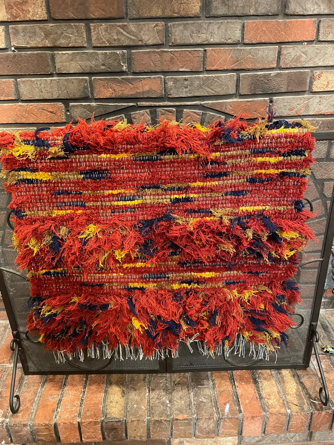 Wool Shag Rug “painted Desert” 27”x29” Deep Rust Color With Hints of ...