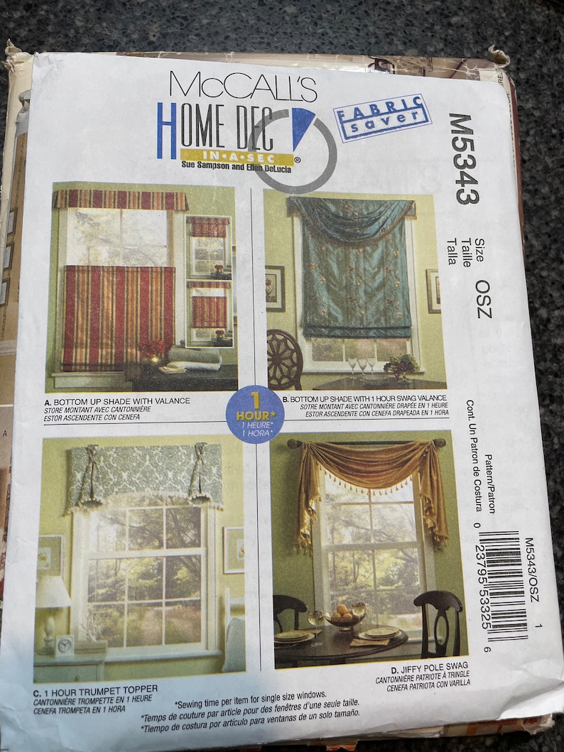Choice Vintage 1980’s and 90’s Curtain Sewing Patterns. Vogue, Mccall’s ...