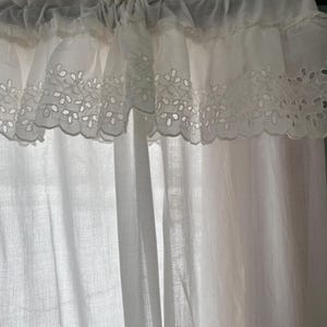 Beautiful White Priscilla Curtains With Wide Eyelet Lace Ruffle French ...