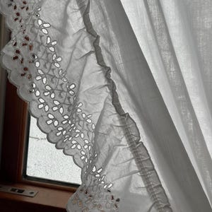 Beautiful White Priscilla Curtains With Wide Eyelet Lace Ruffle French ...