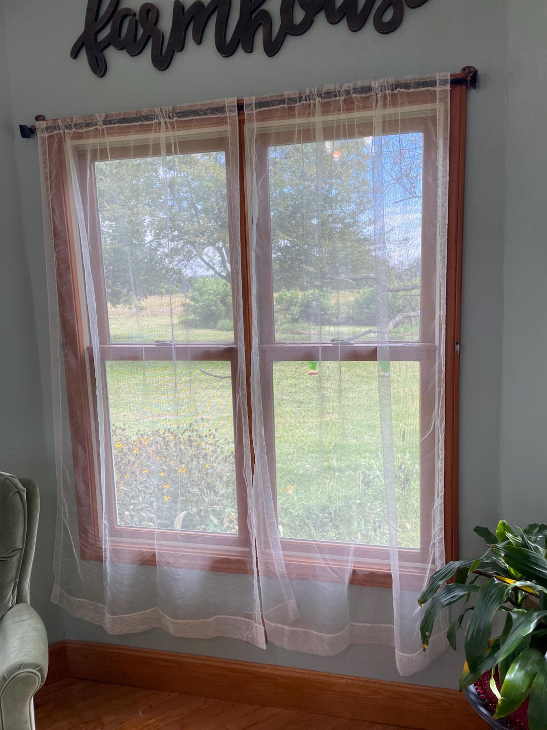 Pair Gorgeous Vintage 1960’s White Netted Sheer Curtains Each Panel is ...