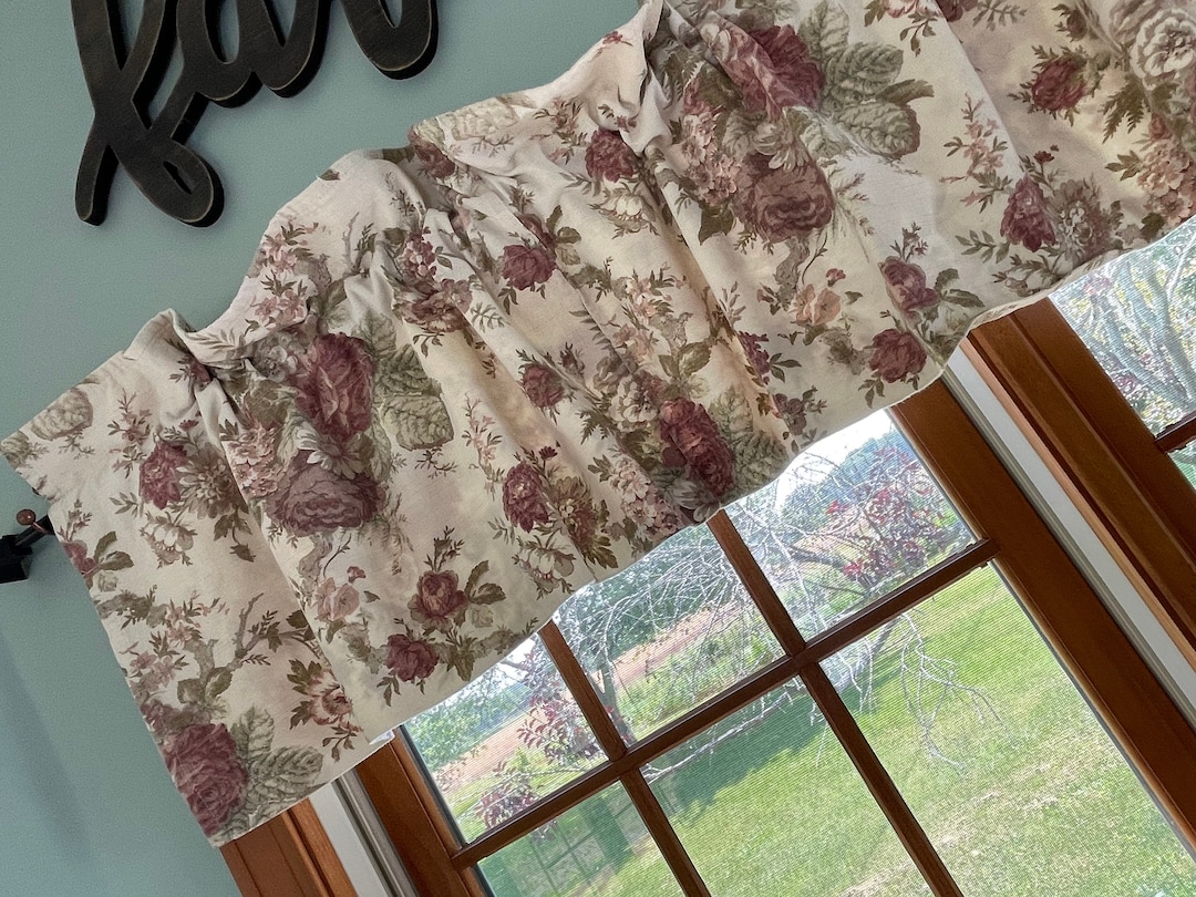 Vintage Waverly Valance Curtains or Pillow Shams in Shabby Chic Roses ...