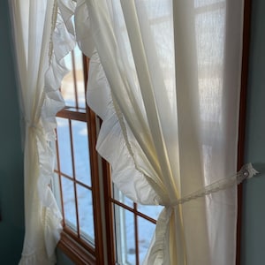 Vintage PAIR of 1980’s Solid Creamy White Priscilla Curtain W/ Ruffles ...