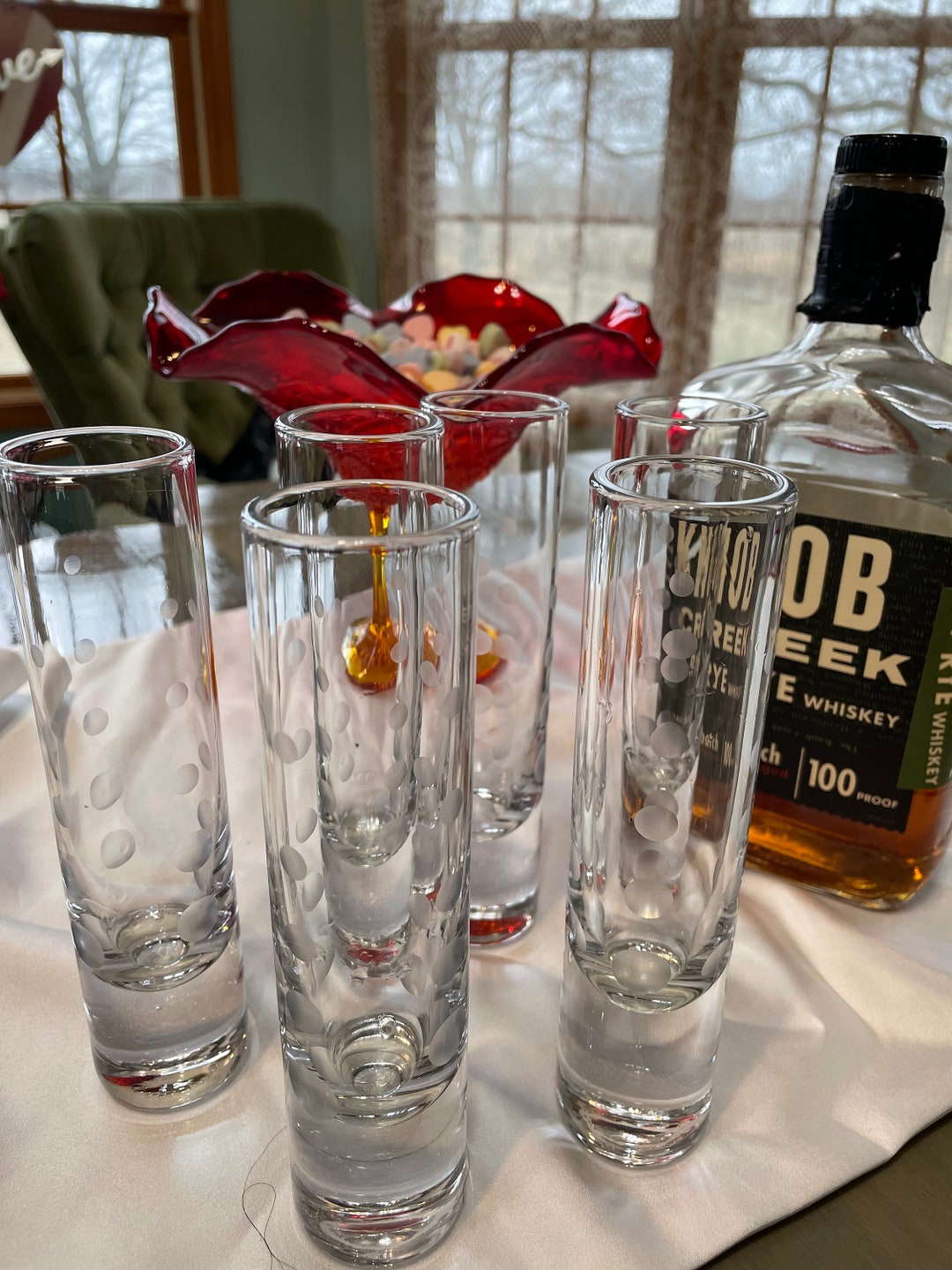 Vintage 80’s Etched Glass Shooter Glasses Set of 2 Cocktail Glasses (3 ...