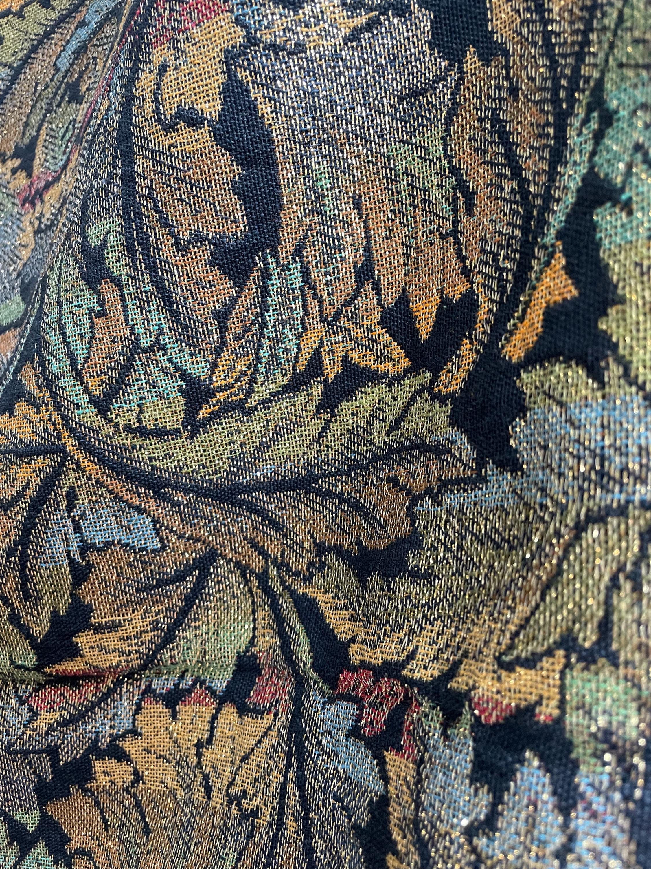 Vintage Fabric Vat Dyed Linen & Cotton W Rust Flowers and Current Berry ...