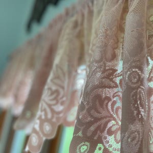 Vintage Pink Lace Valance (s) Curtains 50”x16” (4avail) Pincushion ...