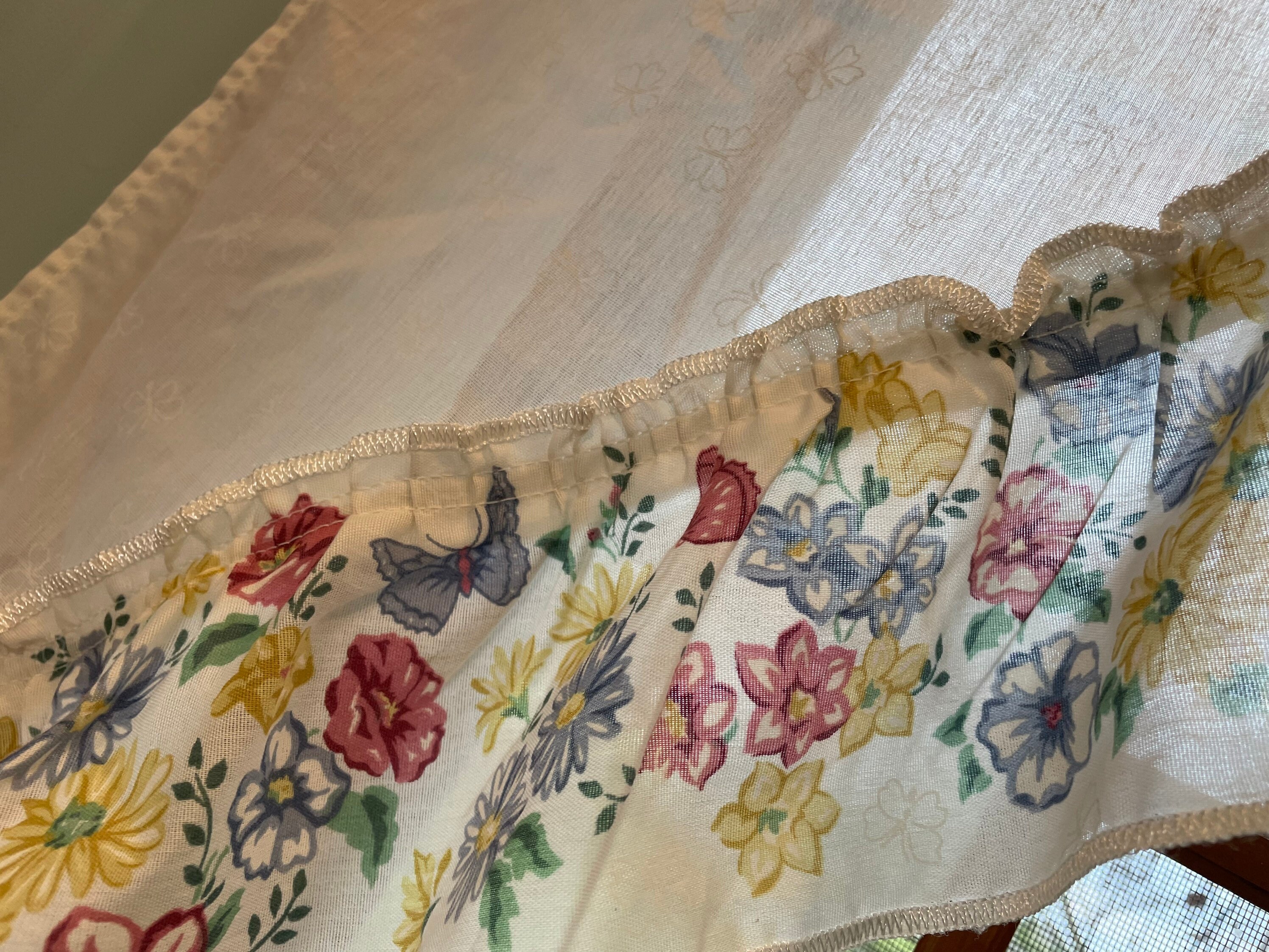 1980’s Vintage Swag Valance Curtain White on White Butterfly Print W ...