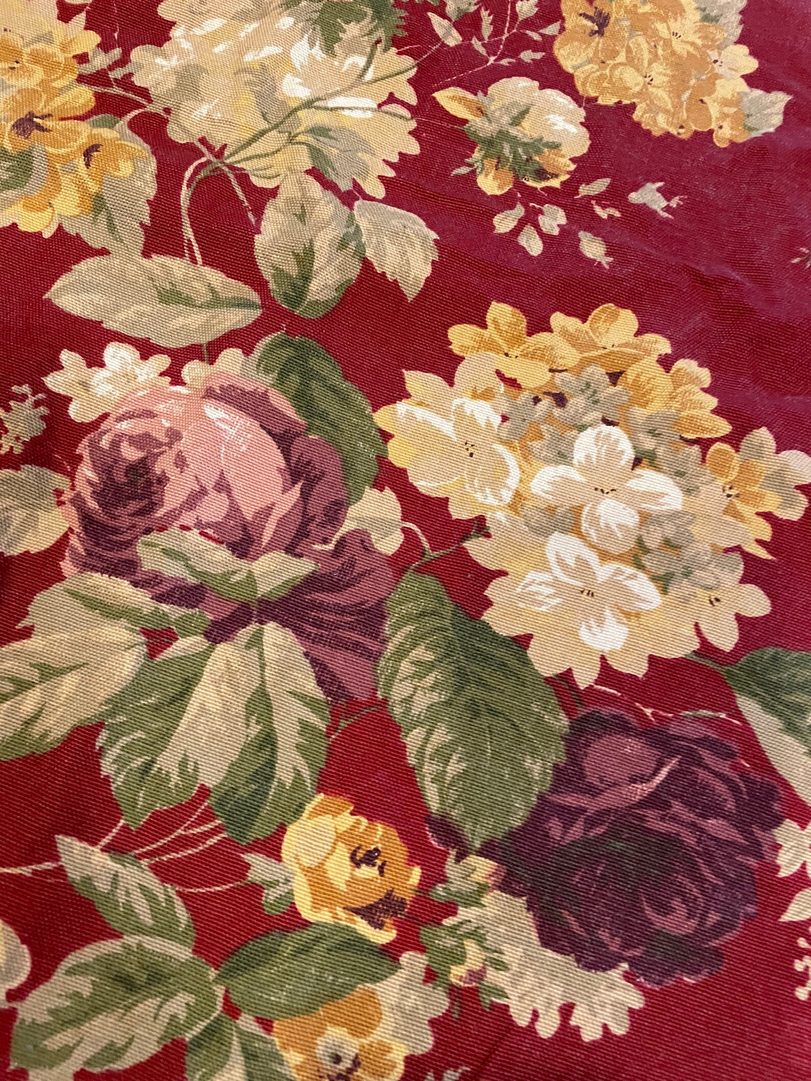 Beautiful 1990s Large Floral Print Fabric On Wine Red Etsy beautiful-1990s-large-floral-print-fabric-on-wine-red-etsy