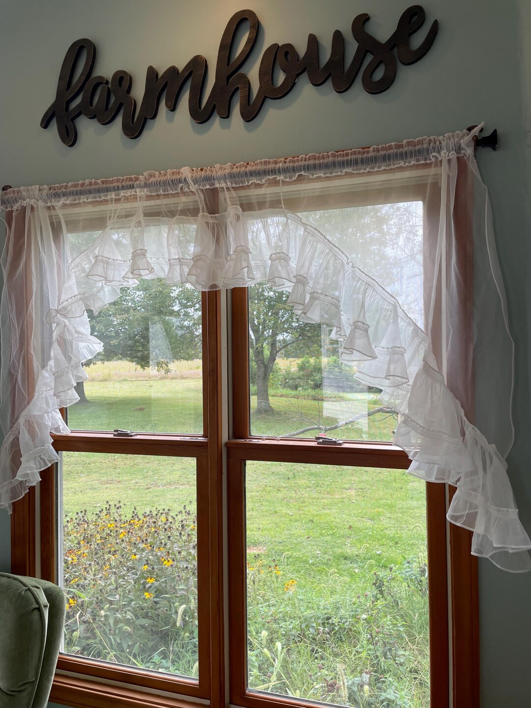 Gorgeous Pair Frilly White Ruffled Sheer Swags Curtains Vintage 1960’s ...
