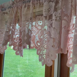 Vintage Pink Lace Valance (s) Curtains 50”x16” (4avail) Pincushion ...