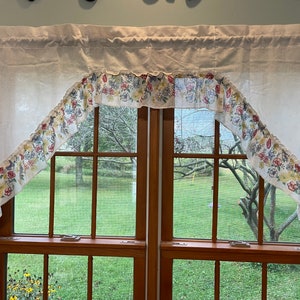 1980’s Vintage Swag Valance Curtain White on White Butterfly Print W ...