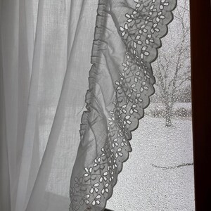 Beautiful White Priscilla Curtains With Wide Eyelet Lace Ruffle French ...