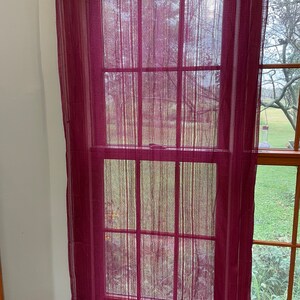 1970’s Open Weave Curtain Panels W/ Velvety Poofs Choice of 3 Different ...
