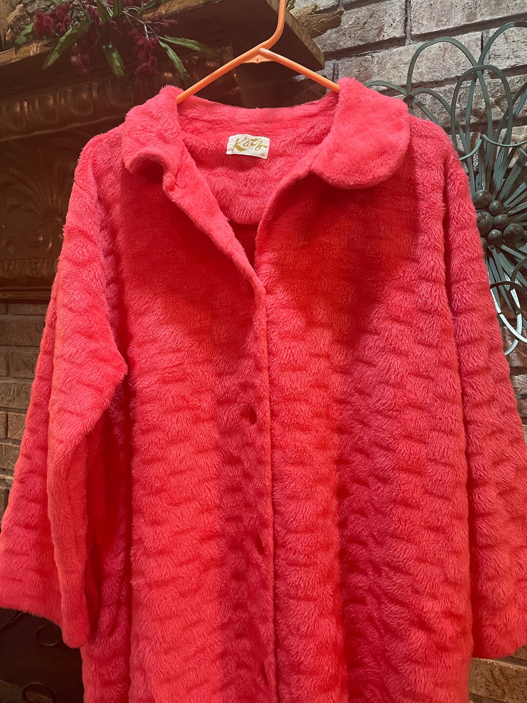 Vintage 1970’s Ladies XL Fuzzy Housecoat Katz Brand With Pretty Pink ...